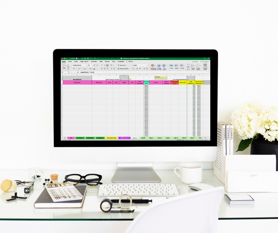 Inventory for handmade sellers spreadsheet – Paper and Spark