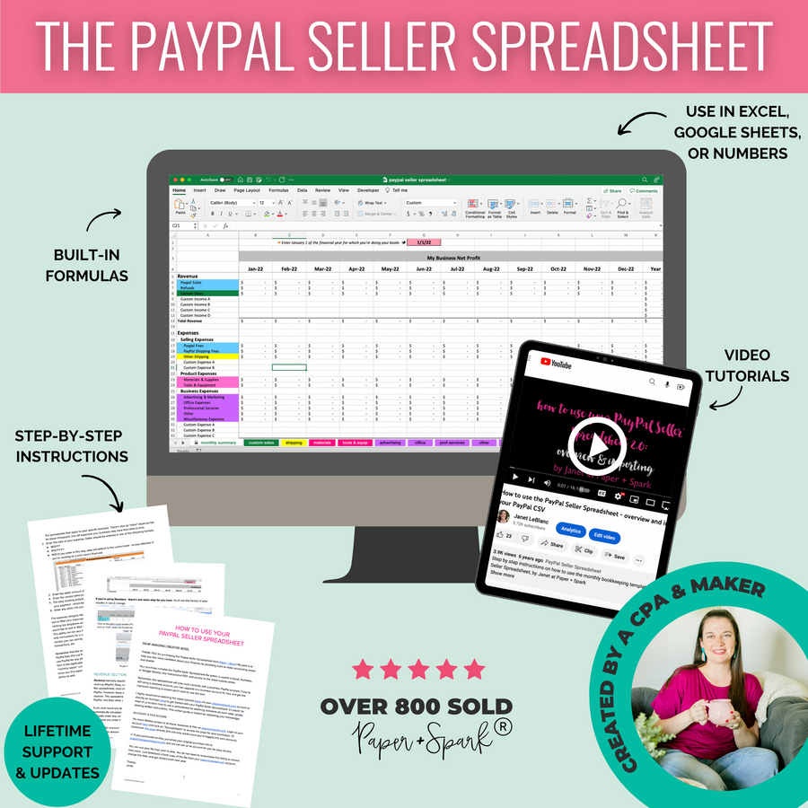 PayPal Seller Spreadsheet – Paper and Spark