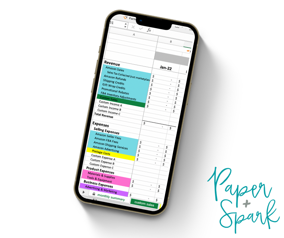 Amazon Seller Spreadsheet – Paper and Spark