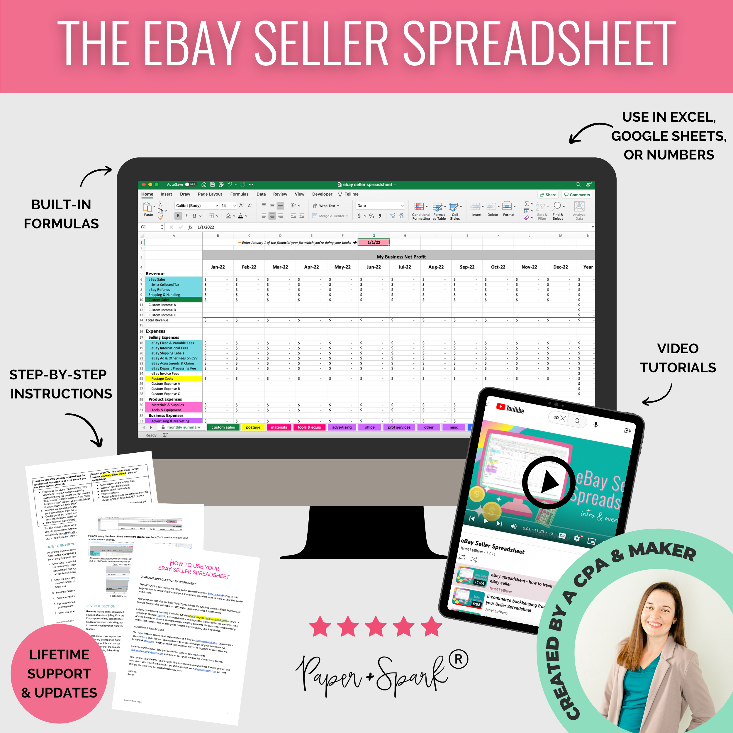 eBay Seller Spreadsheet – Paper and Spark